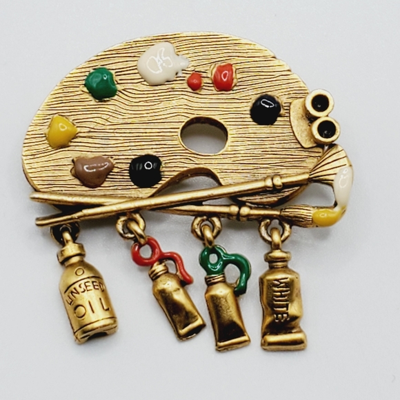 Danecraft | Jewelry | Vintage Danecraft Art Paint Pallet Enamel Brooch ...